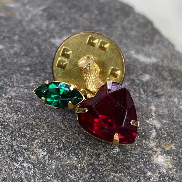 Jewelry | Glass Rhinestone Apple Lapel Pin Hat Pin Pin Back Red Green ...